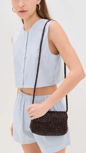 LOEFFLER RANDALL Vinnie Mini Woven Crossbody Bag - Chocolate