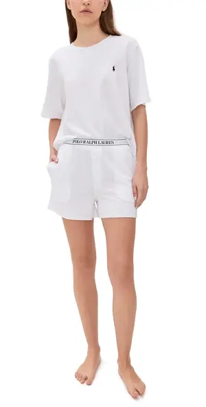 Polo Ralph Lauren French Terry Short Sleeve Pajama Set - White