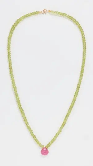 Jia Jia 14k Peridot And Ruby Teardrop Necklace