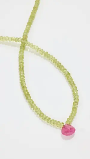 Jia Jia 14k Peridot And Ruby Teardrop Necklace