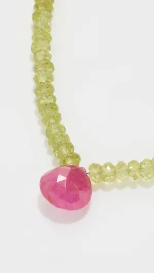 Jia Jia 14k Peridot And Ruby Teardrop Necklace