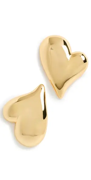 Jenny Bird Mega Art Heart Button Earrings - High Polish Gold