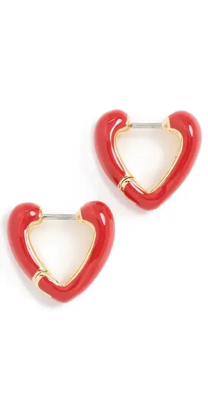 Gorjana Amour Heart Huggie Earrings - Gold/red Enamel