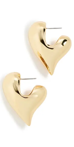 Jenny Bird Art Heart Puff Earrings - High Polish Gold