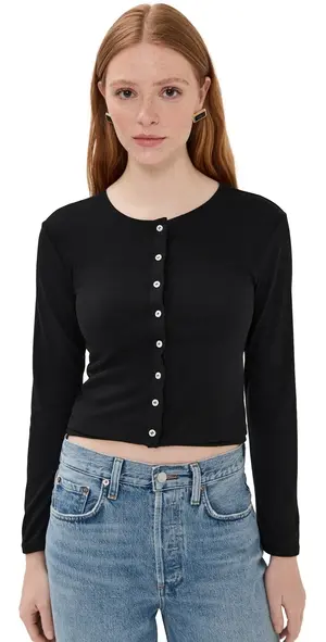 LE BOP Eloise Cropped Cardigan - Black