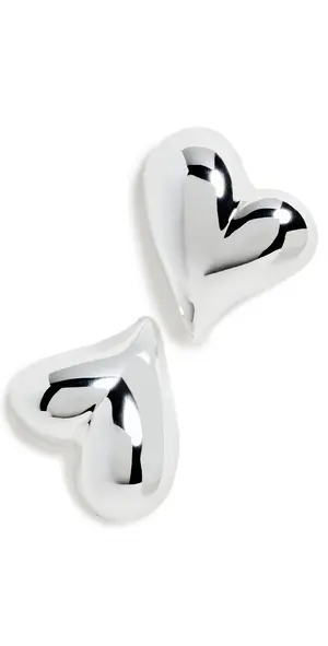 Jenny Bird Art Heart Stud Earrings - High Polish Silver