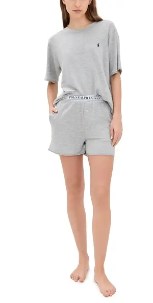 Polo Ralph Lauren French Terry Short Sleeve Pajama Set - Heather Grey