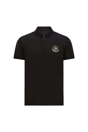 Moncler Year Of The Snake Patch Cotton Piquet Polo Shirt - Black