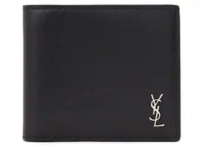 Saint Laurent Tiny Cassandre East/west Matte Leather Wallet - Black