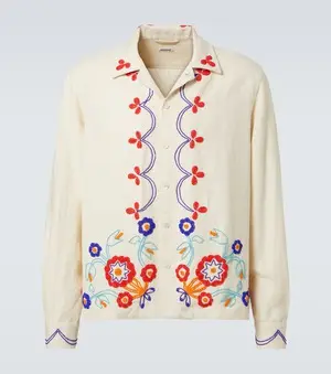 BODE Garden Party Beaded Linen Shirt