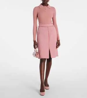 Dolce & Gabbana Ribbed-knit Wool-blend Polo Sweater - Pink