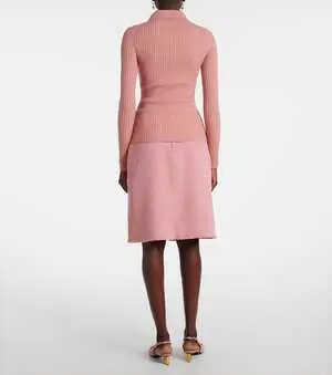 Dolce & Gabbana Ribbed-knit Wool-blend Polo Sweater - Pink