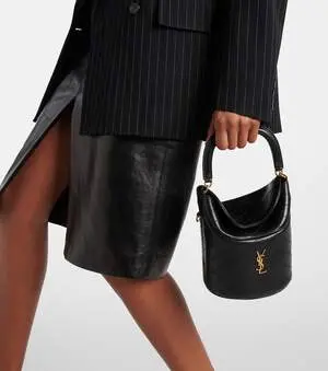 Saint Laurent Gaby Leather Bucket Bag - Black
