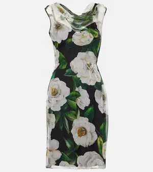 Dolce & Gabbana Floral Silk Chiffon Cocktail Dress