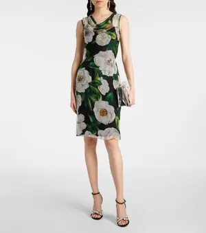 Dolce & Gabbana Floral Silk Chiffon Cocktail Dress