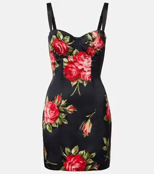 Dolce & Gabbana Floral Print Mini Dress - Black
