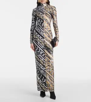 AREA Colorblocked Printed Maxi Dress - Multicoloured