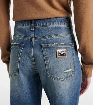 Dolce & Gabbana Distressed Straight Leg Jeans