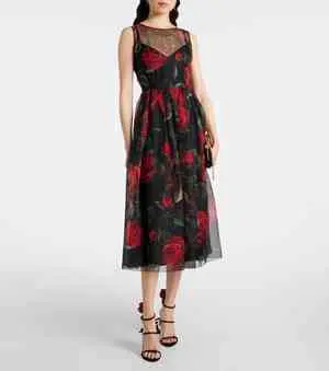 Dolce & Gabbana Floral Print Silk Cocktail Dress