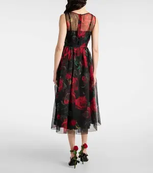 Dolce & Gabbana Floral Print Silk Cocktail Dress