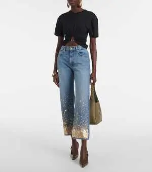 FRAME The Champagne Embellished Straight Jeans