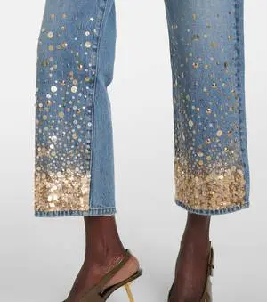 FRAME The Champagne Embellished Straight Jeans