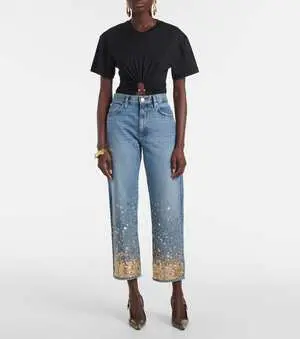 FRAME The Champagne Embellished Straight Jeans