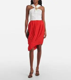 JACQUES WEI Chiffon Midi Skirt - Red