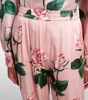 Dolce & Gabbana Floral Silk-blend Satin Palazzo Pants