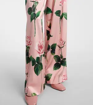 Dolce & Gabbana Floral Silk-blend Satin Palazzo Pants
