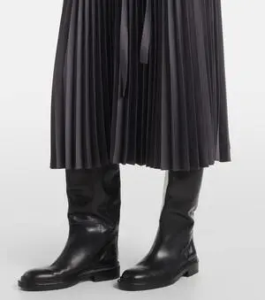 JOSEPH Volta Belted Plissé Satin Midi Dress - Grey