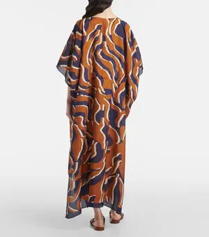 ERES Archipel Printed Gathered Silk Kaftan - Orange