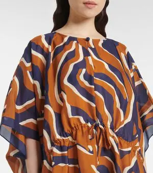 ERES Archipel Printed Gathered Silk Kaftan - Orange