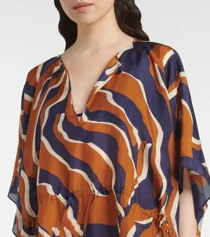 ERES Archipel Printed Gathered Silk Kaftan - Orange
