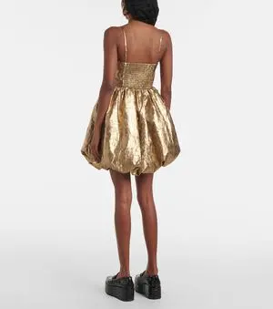 GANNI Bow-detail Metallic Balloon Minidress