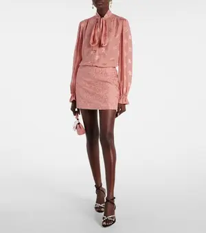 Dolce & Gabbana Floral Jacquard Miniskirt - Pink