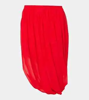 JACQUES WEI Chiffon Midi Skirt - Red