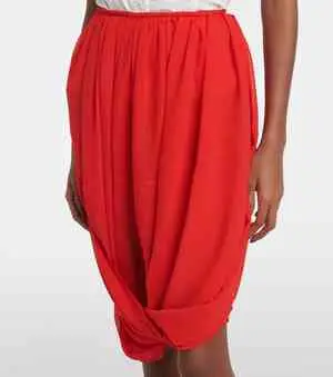JACQUES WEI Chiffon Midi Skirt - Red