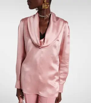 Dolce & Gabbana Draped Silk Satin Blouse