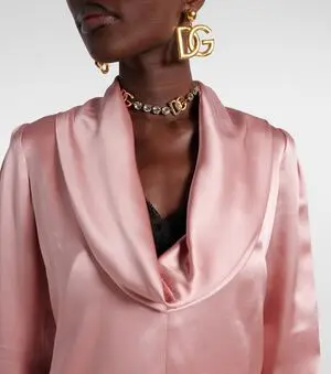 Dolce & Gabbana Draped Silk Satin Blouse