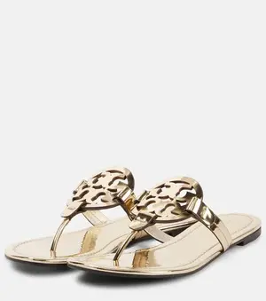 Tory Burch Miller Metallic Leather Thong Sandals