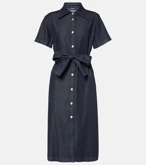 Dolce & Gabbana Belted Denim Shirt Dress - Blue