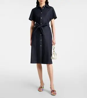 Dolce & Gabbana Belted Denim Shirt Dress - Blue