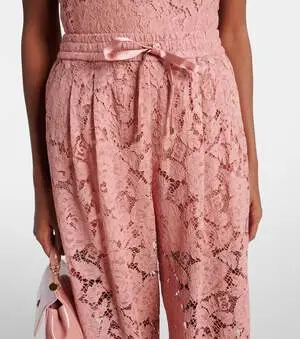 Dolce & Gabbana Lace Wide-leg Pants - Pink