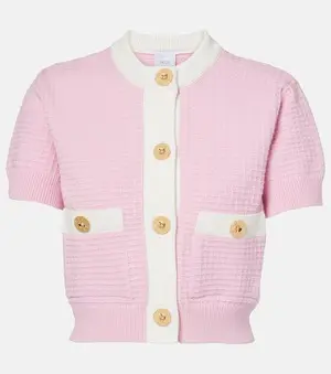 PATOU Waffle-knit Cotton Cardigan - Pink