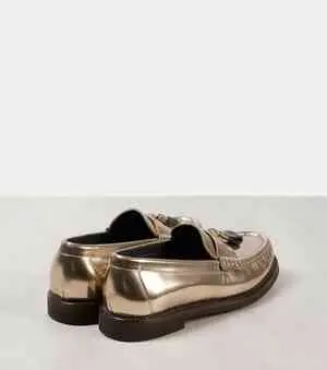 Brunello Cucinelli Metallic Leather Penny Loafers