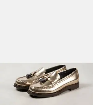 Brunello Cucinelli Metallic Leather Penny Loafers