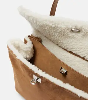 Balenciaga Rodeo Large Shearling-lined Shoulder Bag