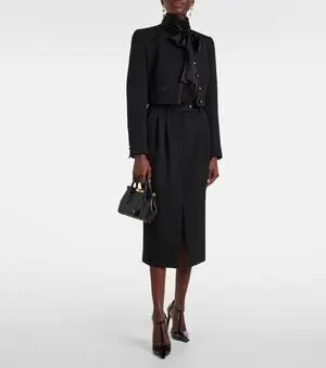 Dolce & Gabbana Virgin Wool Midi Skirt - Black