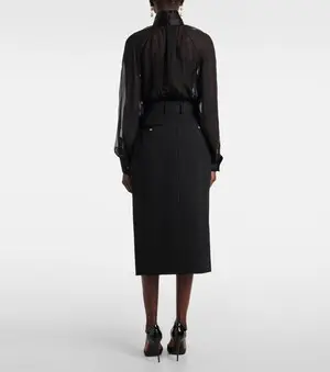Dolce & Gabbana Virgin Wool Midi Skirt - Black